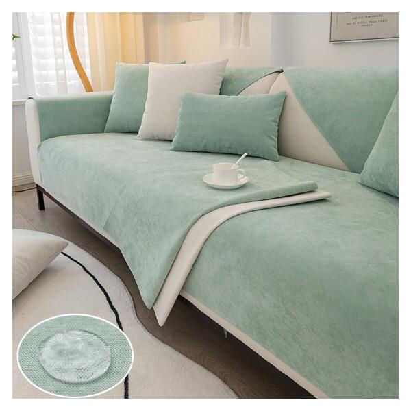 防水マルチカバー シェニール織 滑り止め ソファーカバー 厚手 犬猫用シート ペット用 ソファパッド キズ 汚れ防止 ソファー保護カバー 出窓 無地 ラグマット かけるだけ 便利 防塵カバー 四季通用（グリーン，70*120cm）商品コード...