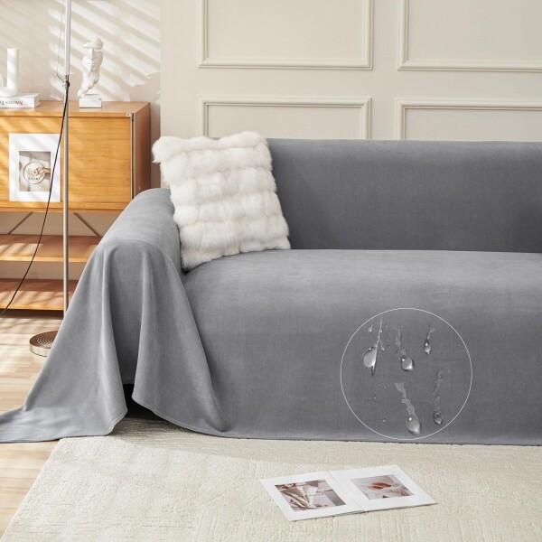 HOMECOVER コーデュロイ ソファーカバー 北欧風, 防水 マルチカバー 長方形 用 ネコ 犬 ソフト 爪とぎ防止 防塵 キズ防止 汚れ防止 多機能 ブランケット 1 2 3 4人掛け 保護カバー 洗え 四季通用 -濃い灰色-180×...