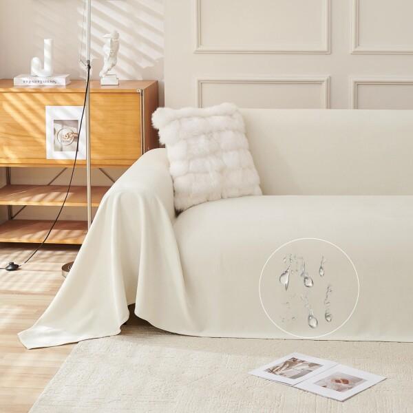HOMECOVER コーデュロイ ソファーカバー 北欧風, 防水 マルチカバー 長方形 用 ネコ 犬 ソフト 爪とぎ防止 防塵 キズ防止 汚れ防止 多機能 ブランケット 1 2 3 4人掛け 保護カバー 洗え 四季通用 -ベージュ-180×...