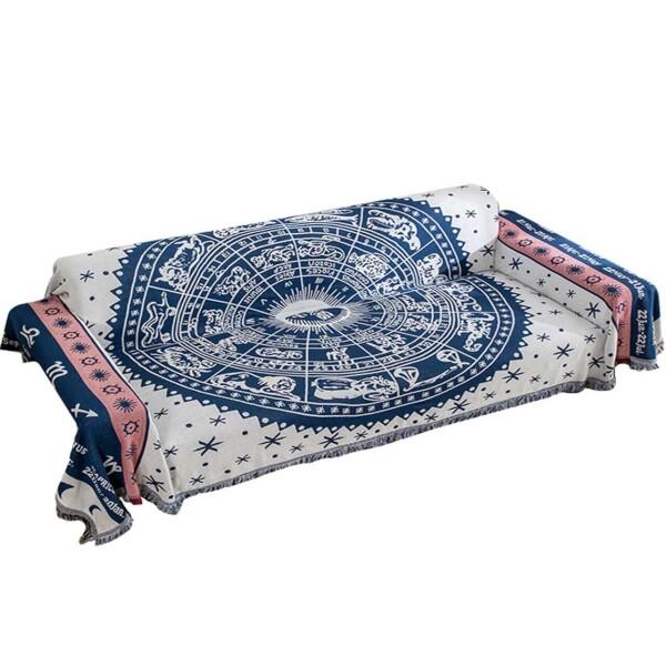 (R and Kang) マルチカバー 北欧風 ソファカバー おしゃれ 長方形 ブランケットフリンジ付き 綿 2人掛け 3人掛け 4人掛け カウチ ベッドカバー 毛布 カーペット テーブルクロス テーブル掛け枚 両面使える 四季通用 大判 ...