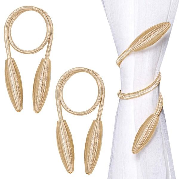 JK Home 2個セット カーテン止め ロープ ワイヤー入り カーテン留め飾り カーテンホルダー とめ具 カーテンタッセル アクセサリー 自由アレンジ シャンペン色商品コード：55080941310型番：JK-Home250624-h01...