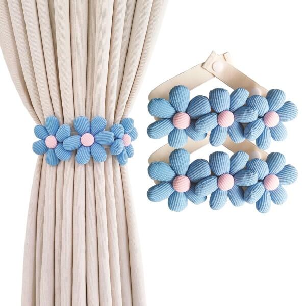 BDHRKTE 2個 カーテンタイ フラワーカーテンバックル、日本のカーテンタイ 寝室 窓 トリートメント (ブルー)商品コード：55080941311型番：HYY00099Aカラー：ブルーパッケージ内容 - 使いやすいカーテン留め2個をお...