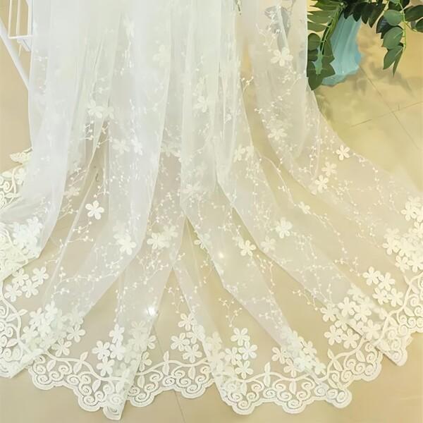 SXYITE レースカーテン UVカット 断熱・保温効果 おしゃれ 刺繍 丈183cmx幅100cm 2枚 レースカーテン 寝室 リビング カーテンフック付き Lace Curtain ホワイト ベージュ 五葉の花ベージュ商品コード：550...