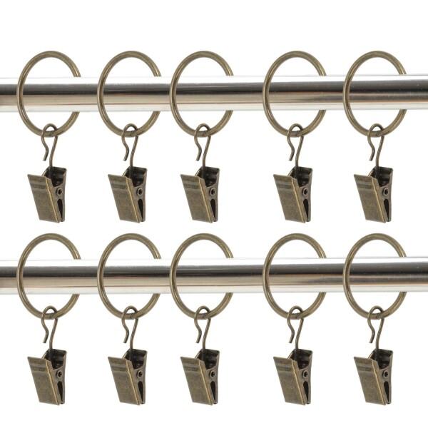 CAPASTEC カーテンリングクリップ カーテンクリップフック シャワーカーテン クリップ付き 耐久性 防錆 良質 おしゃれ 取付簡単 持ち運びにも便利 10個セット 軽量 線径3 mm 内径25mm ブロンズ商品コード：55080942...
