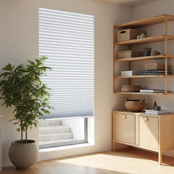 Adliy プリーツスクリーン 貼り付け 遮光生地 チェーンなし ホワイト 幅60cm 長さ150cm 1級遮光 遮熱断熱 UVカット 防水防油 プライバシー保護 間仕切り 小窓・スリット窓 オールシーズン商品コード：55080943027...