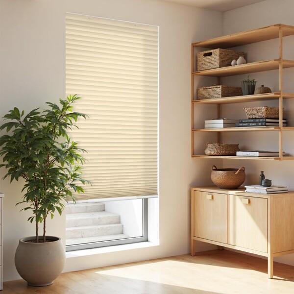 Adliy プリーツスクリーン 貼り付け 採光生地 チェーンなし カーキ 幅60cm 長さ130cm 非遮光 遮熱断熱 UVカット 防水防油 プライバシー保護 間仕切り 小窓・スリット窓 オールシーズン商品コード：55080943034型番...