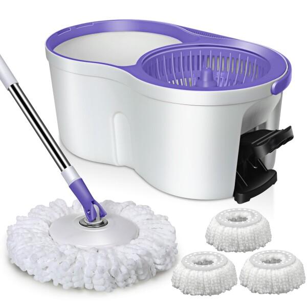 ZNM 回転モップ バケツセット フロアモップ 足踏み 絞りモップ 乾拭き 水拭きモップ フロリングワイパー 床掃除 業務用 家庭用 掃除道具 手洗い不要 腰曲げず ３枚交換用パッド付き商品コード：55080945073型番：HGCTSM5...