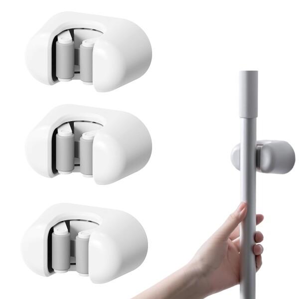 East Leaf モップホルダー 壁掛け 強力粘着 フック 掃除用具 モップ掛け ほうきホルダー 収納 穴あけ不要 (3個セット)商品コード：55080945087型番：C668_1022_316カラー：白【耐久性と防水性】 East L...