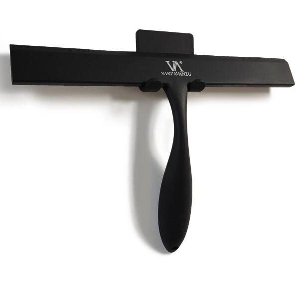 ガラスドア用シャワースクイージー、11インチシリコンスクイージー、滑り止めハンドルと粘着フック付き、浴室、鏡、タイル、車の窓用（ブラック）商品コード：55080945105型番：1サイズ：11”カラー：ブラック100%サビない保証:サビの心...