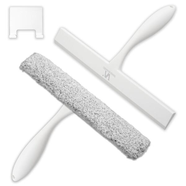 ガラスドア&amp;マイクロファイバースクラバーキット用シャワースクイージ 11インチ 窓洗浄ツール 滑り止めハンドルと粘着フック付き商品コード：55080945107型番：1サイズ：11"カラー：白 + グレー窓掃除用11インチスクイージ...