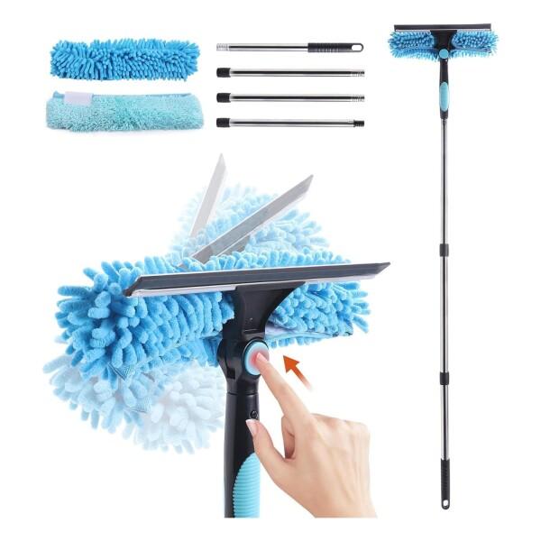 水切りワイパー スクイジー ガラスワイパー 結露取り 高所掃除 166cm 伸縮可能 ガラス 壁 鏡 天井 窓掃除 シェニール糸1枚付き マイクロファイバー商品コード：55080945112型番：ZAJP2509BSK1333サイズ：Med...