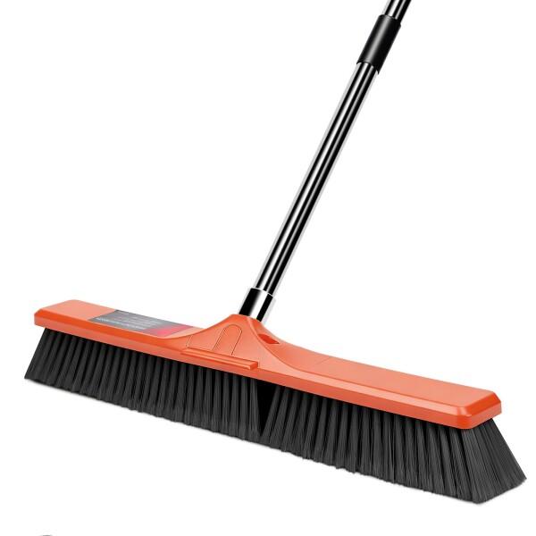 ZNM デッキブラシ 60cm大幅ヘッド 業務用 掃除ほうき タイトブラシ毛 長さ調節可能 109cm-142cm 屋外 庭園 ベランダ 工場 掃除ブラシ ブラック イェロー 青い オレンジ ダークグリーン商品コード：55080945196...