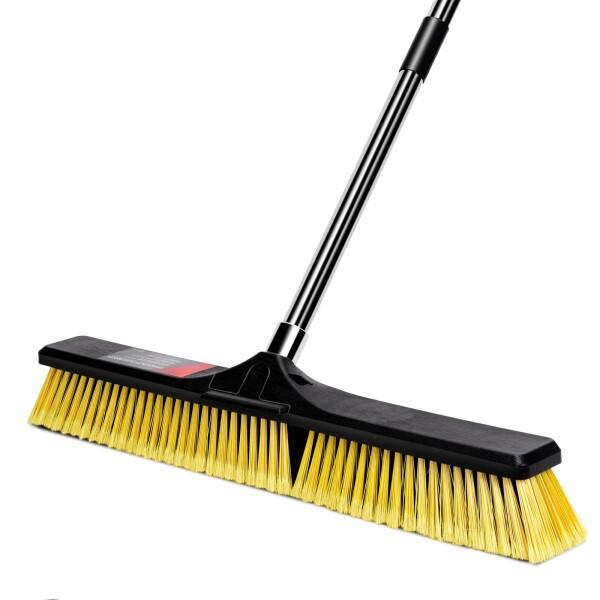 ZNM デッキブラシ 60cm大幅ヘッド 業務用 掃除ほうき タイトブラシ毛 長さ調節可能 109cm-142cm 屋外 庭園 ベランダ 工場 掃除ブラシ ブラック イェロー 青い オレンジ ダークグリーン商品コード：55080945199...