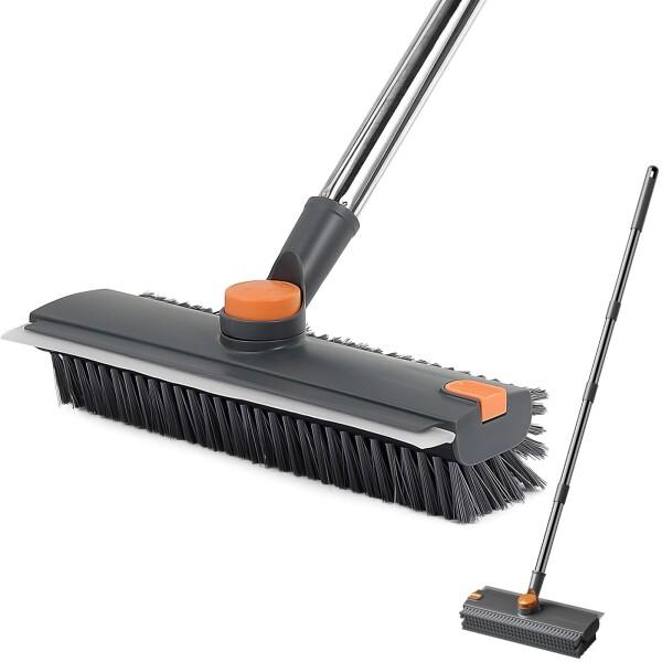 3in1 水切りワイパー タイルブラシ,デッキブラシ 掃除用ブラシ,4段ポール 長さ調節可能 70cm-134cm ベランダ/玄関/床/庭園にも適用 掃除用品 風呂掃除商品コード：55080945202型番：デッキブラシサイズ：Medium...