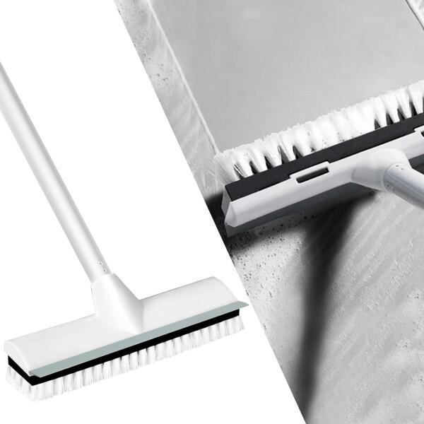 風織商社 デッキブラシ 2in1 水切りワイパー 3段長さ伸縮 35cm-113cm 高圧洗浄 丈夫な硬め毛 壁掛け収納 浴室/ベランダ/玄関/床/庭園/歩道用 (ホワイト) (ホワイト)商品コード：55080945204型番：DOU129...