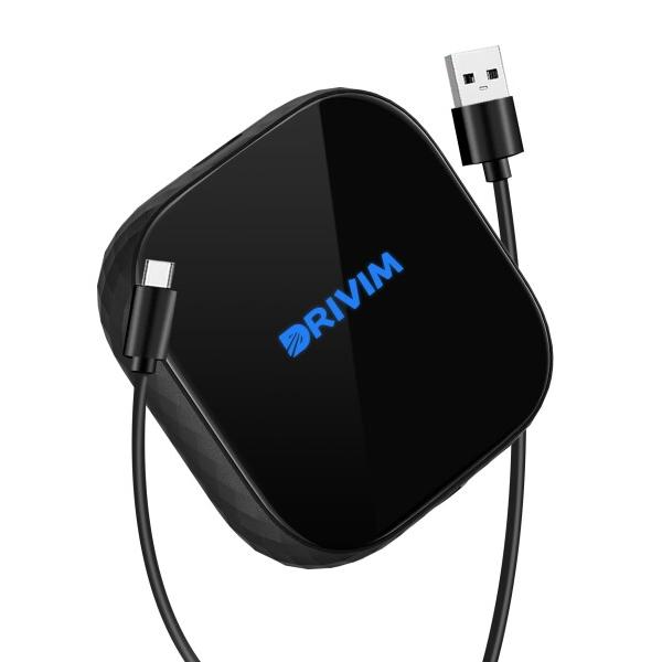 DRIVIM ワイヤレス CarPlay アダプター カープレイワイヤレス化 有線接続不要 純正な有線CarPlay搭載車専用 スマートボタン付き Yahooカーナビ カーナビタイム Googleマップ 音楽 YouTube Music S...