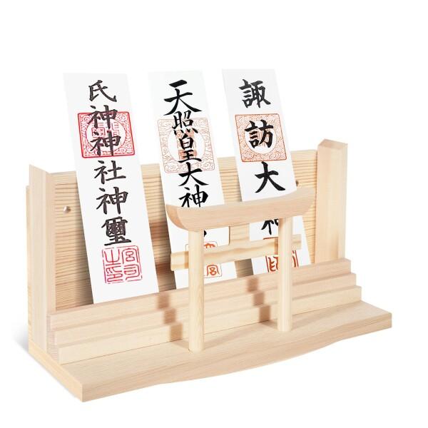 KamiWrap 神棚 (神棚 雲とセット) 神棚 壁掛け 穴開けない モダン 天然木製 お札立て 雲板付き 賃貸に最適 鳥居・破魔矢置き (神棚＋神棚 白雲）商品コード：55081033758型番：KAMIWRAP-002サイズ：神棚(2...