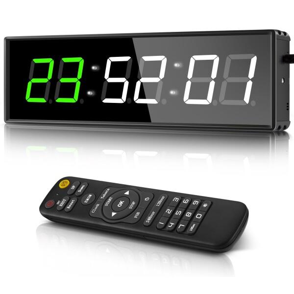 スポーツタイマー 大字 インターバルタイマー リモコン付き 時計機能/ビート機能/ストップウォッチ usb-c給電 壁掛け可能 内蔵TABATA/EMOM/HIITモード トレーニング デジタイマ チャレンジ 勉強 自宅 トレーニング 3m...