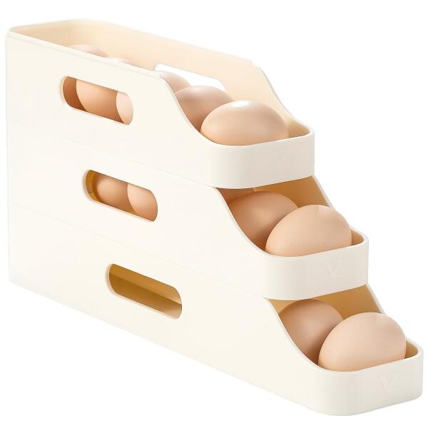 Li&amp;Zhao 冷蔵庫用 転がる卵ディスペンサー - 自動卵ホルダー 冷蔵庫収納スペース節約型 卵トレイオーガナイザー 冷蔵庫卵保管 キッチン・食卓・キャビネット用卵ラック（ベージュ）商品コード：55081092978型番：Savi...