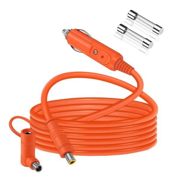 車載シガーソケット充電ケーブル DC7909/DC8020 2in1対応 14AWG太径 安全設計 難燃素材 最大15A/12V IP67防水 ポータブル電源用 ソーラー接続可能 1M アウトドア キャンプ 防災対策 Juckier (1M...