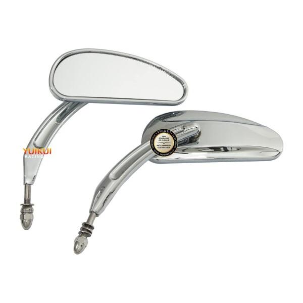 YUIKUI RACING オートバイミラー アルミ製 ハーレー 8mm ネジ付き クローム 左右セット ハーレーダビッドソン ロードキング ミラー Harley Davidson Road King Road glide Sportste...