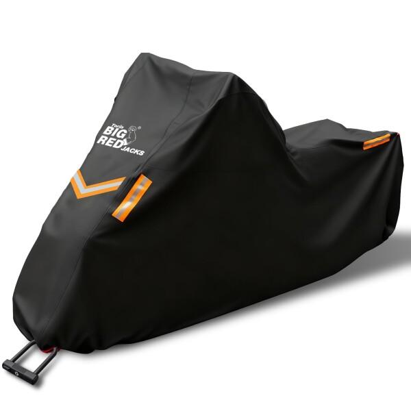 BIG RED バイクカバー 420D厚手  バイク用レインカバー 車体カバー 耐熱 防水 オートバイカバー 破れにくい 盗難防止ロック穴 警告反射テープ5枚 裾を絞るゴム 超撥水 紫外線防止 防埃 防水 防雪 収納バッグ付き商品コード：5...
