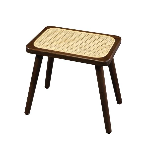 (PJ Coll) Natural Rattan Top Wood Stool, スツール 籐の椅子,木製 椅子,ソファのそばでサイドテーブルとして,ラタン スツール (長方形, ウォールナット材)商品コード：55081099017型番：2...