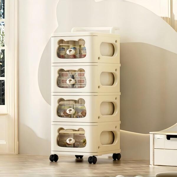 収納ボックス 引き出し キッズチェスト タンス 子供 おもちゃ 収納 キッズ棚 収納ワゴンカート かわいいくま型収納キャビネット おしゃれ 子供用 衣類収納 DIY組み合わせ 防塵防湿 移動式 大容量 おもちゃ/書類/衣類/布団/小物/食品...