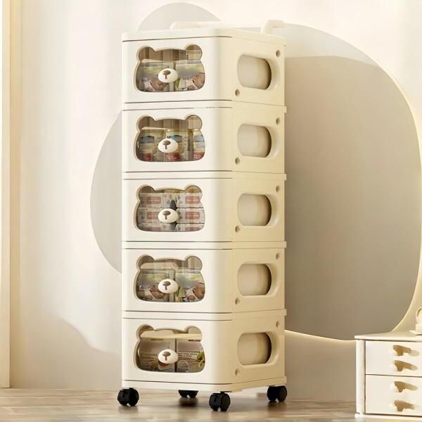 収納ボックス 引き出し キッズチェスト タンス 子供 おもちゃ 収納 キッズ棚 収納ワゴンカート かわいいくま型収納キャビネット おしゃれ 子供用 衣類収納 DIY組み合わせ 防塵防湿 移動式 大容量 おもちゃ/書類/衣類/布団/小物/食品...