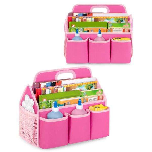 LoDrid キッズ 絵本ラック ミニ 子ども用 本棚 収納ケース 持ち手付き 軽量 複数のポケット 絵本収納ラック (ピンク)商品コード：55081099031型番：JPLD083サイズ：Smallカラー：ピンクお子さま向けサイズ:38....