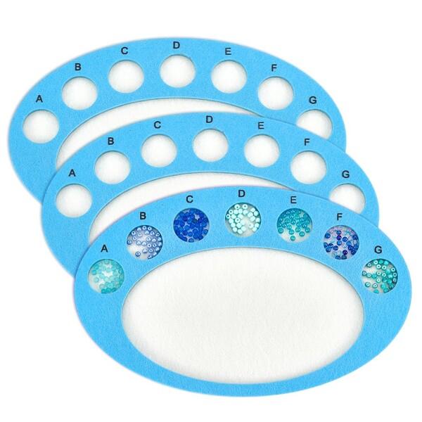 BENECREAT 3枚入り フェルト ビーズデザインボード 28x17.8cm オーバル ビーズトレイ 8グリッド アルファベット付き ジュエリー作り用のトレイ 手作り ジュエリー製作 DIY用品 ブルー商品コード：55081180583...