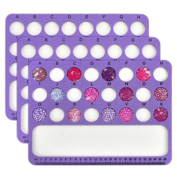 BENECREAT 3枚入り フェルト ビーズデザインボード 29x21.4cm 長方形 ビーズトレイ 25グリッド アルファベット、スケール付き ジュエリー作り用のトレイ 手作り ジュエリー製作 DIY用品 パープル商品コード：55081...