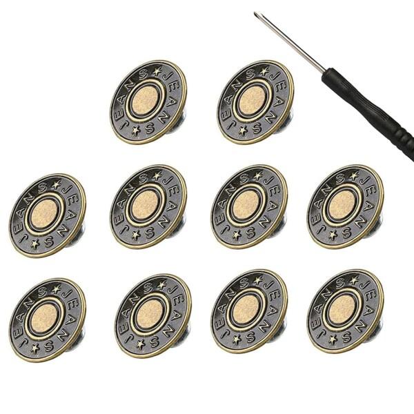 FineGood ジーンズボタン ウエスト 調整 17 mm 10個セットメタルボタン ねじ込み式 簡単取付け DIY ジーパン直し 手作り 手芸/家庭/裁縫用 専用ドライバー付き(銅色)商品コード：55081182505型番：FineGo...