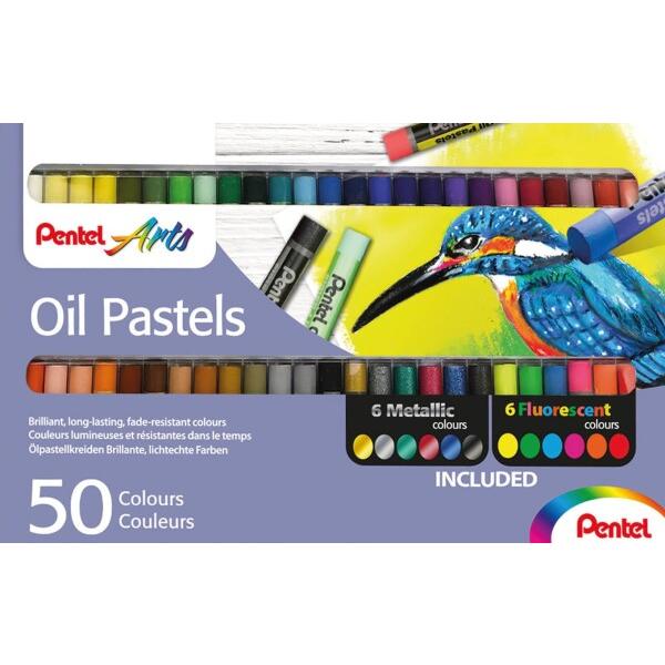 【発売日：2024年08月01日】Pentel PHNオイルパステル - メタリックとネオンを含む50色(50個パック - アソートカラー)。商品コード：55081186931型番：PHN-MF50Uサイズ：1 count (Pack of...