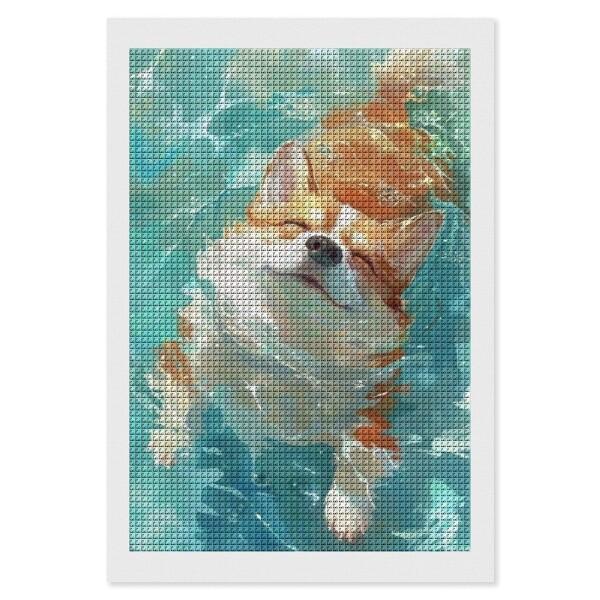 柴犬 犬 猫 可愛 小動物 ダイヤモンドアート ダイヤモンドアート キット 初心者 全面貼 ビーズの芸術 DIY 手芸 刺しゅうキット 芸術品 装飾（四角いビーズ）30×20cm/30×40cm/40×50cm商品コード：550811870...
