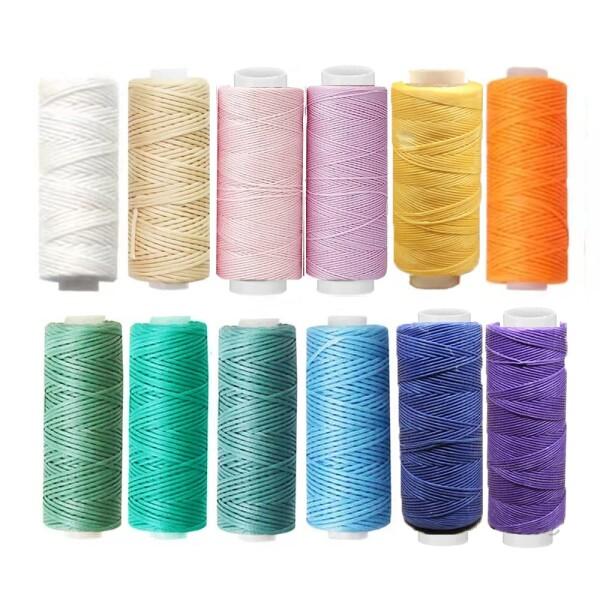 蝋引き糸 ロウビキ ワックスコード 蝋引き紐 レザークラフト 工具 12色 手縫い 編み 手芸 紐 DIY 糸 ろう引き糸 (30MーB)商品コード：55081187609型番：J-LXサイズ：0.8mm 30M-Bカラー：多色?【12色セ...