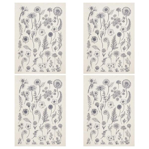 BENECREAT 4枚セット 陶磁器用デカール ひまわりセラミック転写紙 磁器用パターン 38x53cm 黒 粘土転写紙 ポーセリンアート 陶器 工芸品 クラフト用品商品コード：55081188903型番：DIY-WH0678-81A-J...