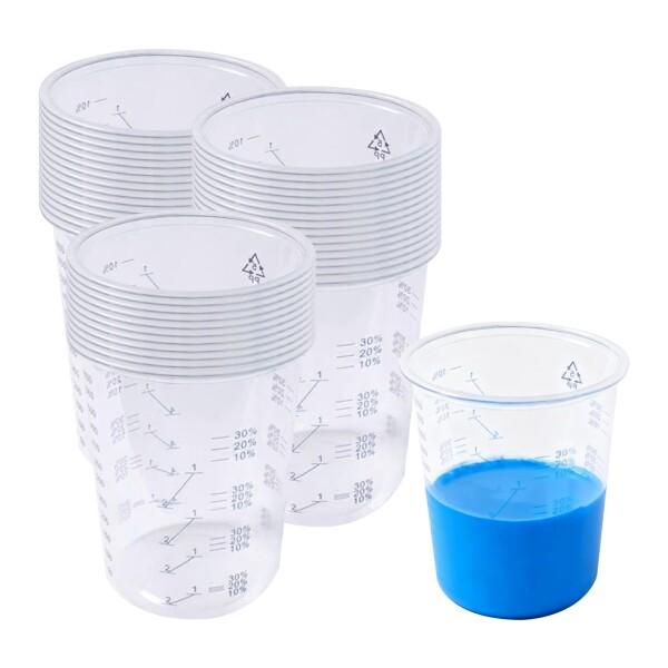 siawadeky 計量カップ ミキシングカップ 600ml 目盛り付き 50個セット 液体計量 ビーカー 耐熱 透明 携帯 小型 持ち運び便利 エポキシ 樹脂 顔料 測定ツール DIY 手芸 道具 実験室用 業務用 学習用商品コード：55...