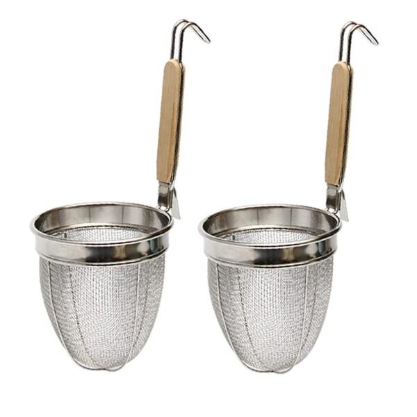 業務用 ラーメンてぼ 丸底 (8メッシュ) 麺上げ ざる 湯切り フレーム付き 2本セット うどんてぼ商品コード：55081194277型番：KTB8-S02カラー：シルバーラーメンやお蕎麦、うどんなどの麺類を茹で湯切りをするのに最適な調理...