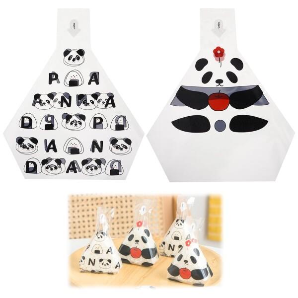 WIOOYIUU おにぎりフィルム 15.7×11.5cm おにぎりぽっけ おにぎりラップ 使い捨て 三角 おにぎりホイル 包装袋 50枚入 レンジ対応 紫菜パック おむすび用 パンダ柄 2種混合商品コード：55081194559型番：WI...