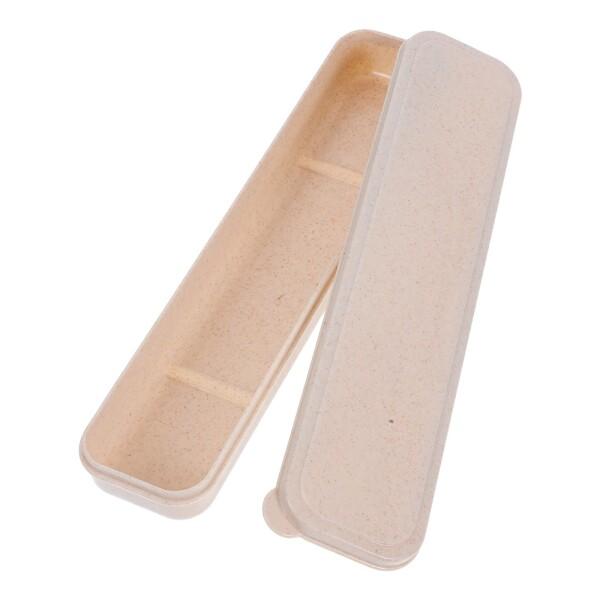 EXCEART 携帯用カトラリーケース フタ付き 大きめサイズ 箸 スプーン フォーク収納 プラスチック製 ベージュ お弁当用 食器収納ボックス オフィス 学校 旅行 キャンプ用商品コード：55081195991型番：3NRG13P13X1...