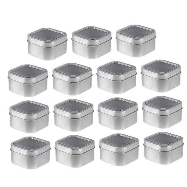 Operitacx 15個 ブリキ ボックス ブリキ コンテナ 蓋付き 正方形 金属 缶 4 オンス 缶 DIY キャンドル コンテナ ブリキ 缶 金属 缶 窓付き 蓋 缶 用キャンドル 作る メタル商品コード：55081196705型番：...