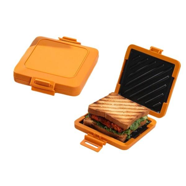 ミニパンケーキメーカー サンドイッチメーカ ハーフホットサンドメーカー電子レンジ対応 トースター/目玉焼き 両面フラット焼き キャンプ・アウトドア用 フッ素加工 簡単お手入れ 時短朝食準備 (オレンジ色の)商品コード：55081197230...