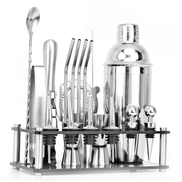 Yoseka カクテルシェイカー 20点セット 550ml ステンレス製 Cocktail Set バーテンダー 初心者用 バーセット 業務 自宅用商品コード：55081197650型番：Yosekaサイズ：20点 黒いセットカラー：スチー...