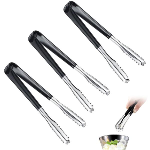 FineGood アイストング 氷 15cm キッチン キャンプ ミニ ステンレス シリコンハンドル付き 滑り止め ピクニック レストラン バー 居酒屋用こおりトング (ブラック)商品コード：55081197658型番：xvsg0-x-vb...