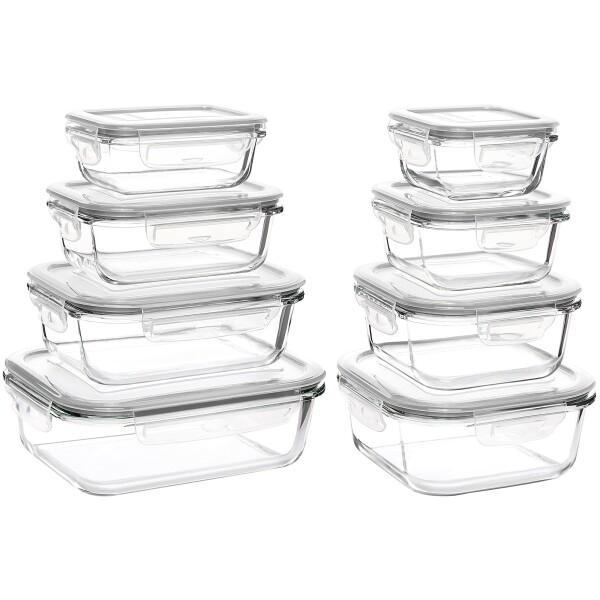 Vtopmart 耐熱ガラス 保存容器 8個セット 電子レンジ・オーブン・食器洗い機対応 シリコン密閉蓋付き 液漏れ防止 BPAフリー 食事準備用/離乳食（8）商品コード：55081198065型番：SVM0601005サイズ：8packカ...