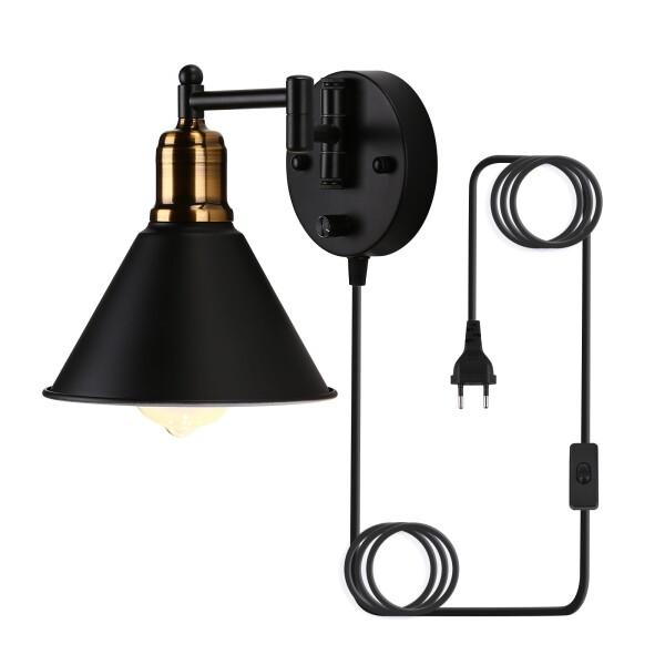 tniopslife ブラケットライト コンセント式 壁掛けライト ウォールライト 工事不要 コンセント 照明 角度調節 E26口金 1灯 電球別売商品コード：55081199796型番：HS-CW19カラー：ブラック【商品詳細】サイズ:1...