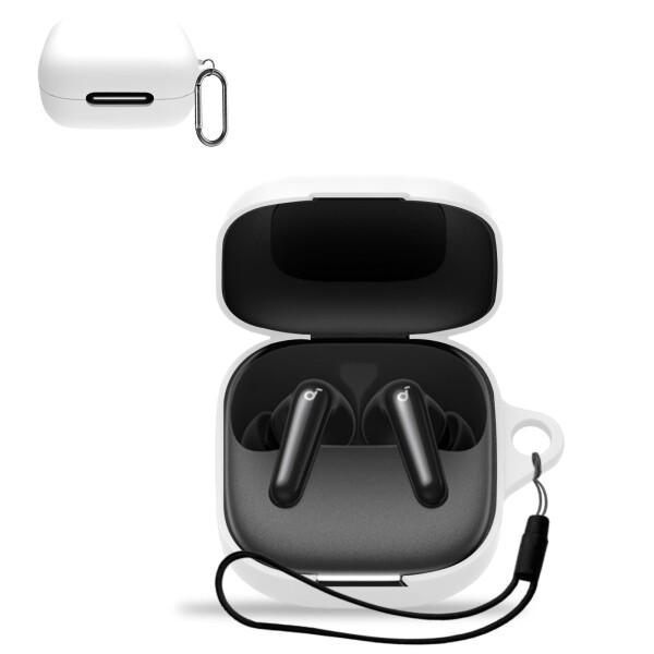 For Anker Soundcore P31i 用 ケース カバー KONXISA Anker Soundcore P31i ワイヤレス集音器 ケース シリコン素材 耐衝撃 防水防塵 ウォッシャブル （カラビナ付き+ストラップ付き ） 着...