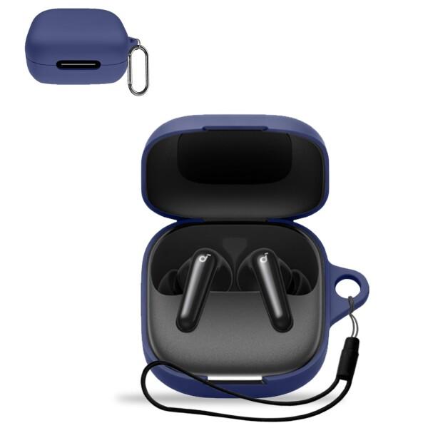 For Anker Soundcore P31i 用 ケース カバー KONXISA Anker Soundcore P31i ワイヤレス集音器 ケース シリコン素材 耐衝撃 防水防塵 ウォッシャブル （カラビナ付き+ストラップ付き ） 着...