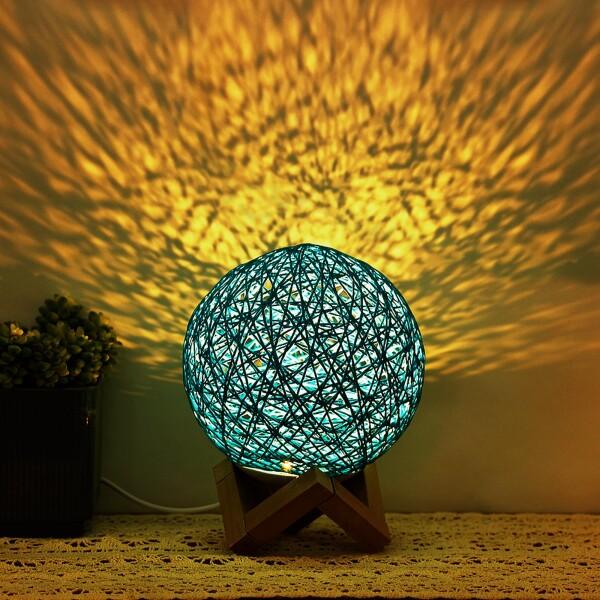 PENG テーブルライト シェードランプ ルームライト ナイトライト おしゃれ ベッドサイドランプ インテリアライト 木材ライト 調光 消費電力3Ｗ 19cm×15cm×15cm（青）商品コード：55081199864型番：PWDD-23-...